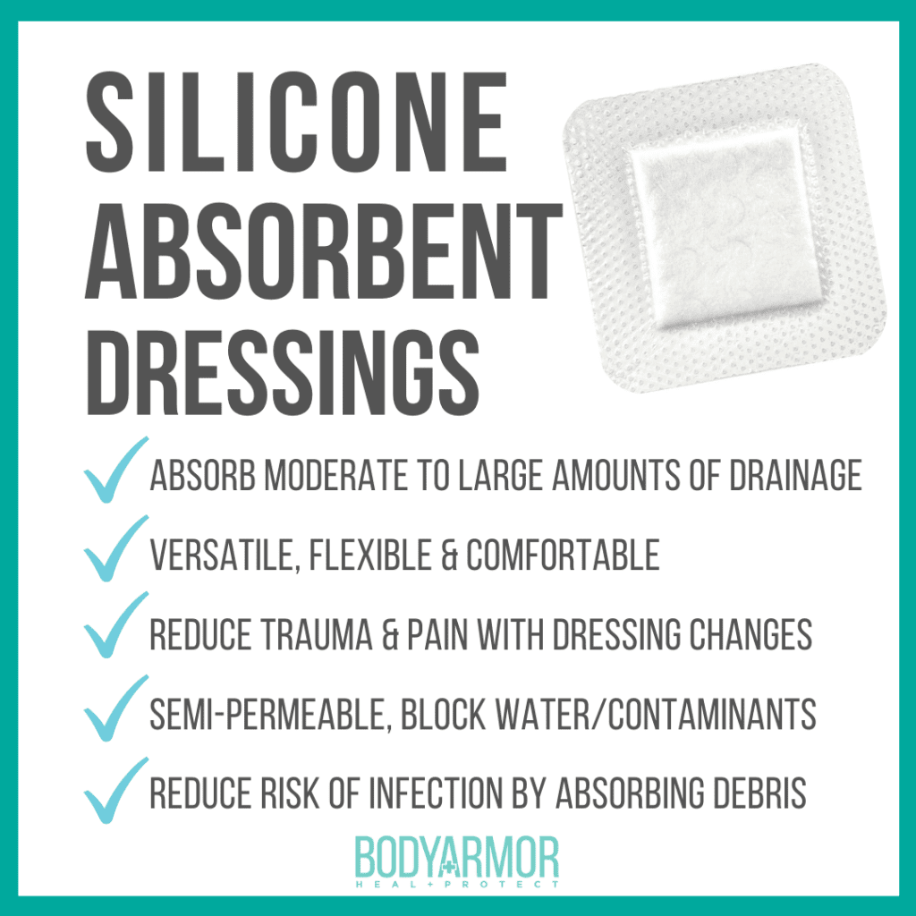 Silicone Absorbent Dressing 4x4 (10 ct.) | BODYARMOR MEDICAL SUPPLIES