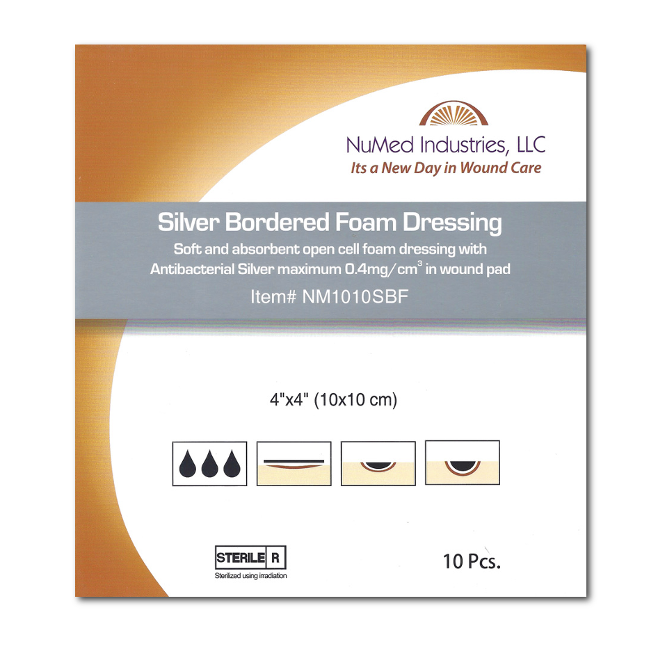 Silver Bordered Foam Dressing 4x4 (10ct) | BODYARMOR MEDICAL SUPPLIES